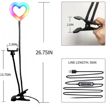 RGB Ring Light Heart Shaped 6 inch